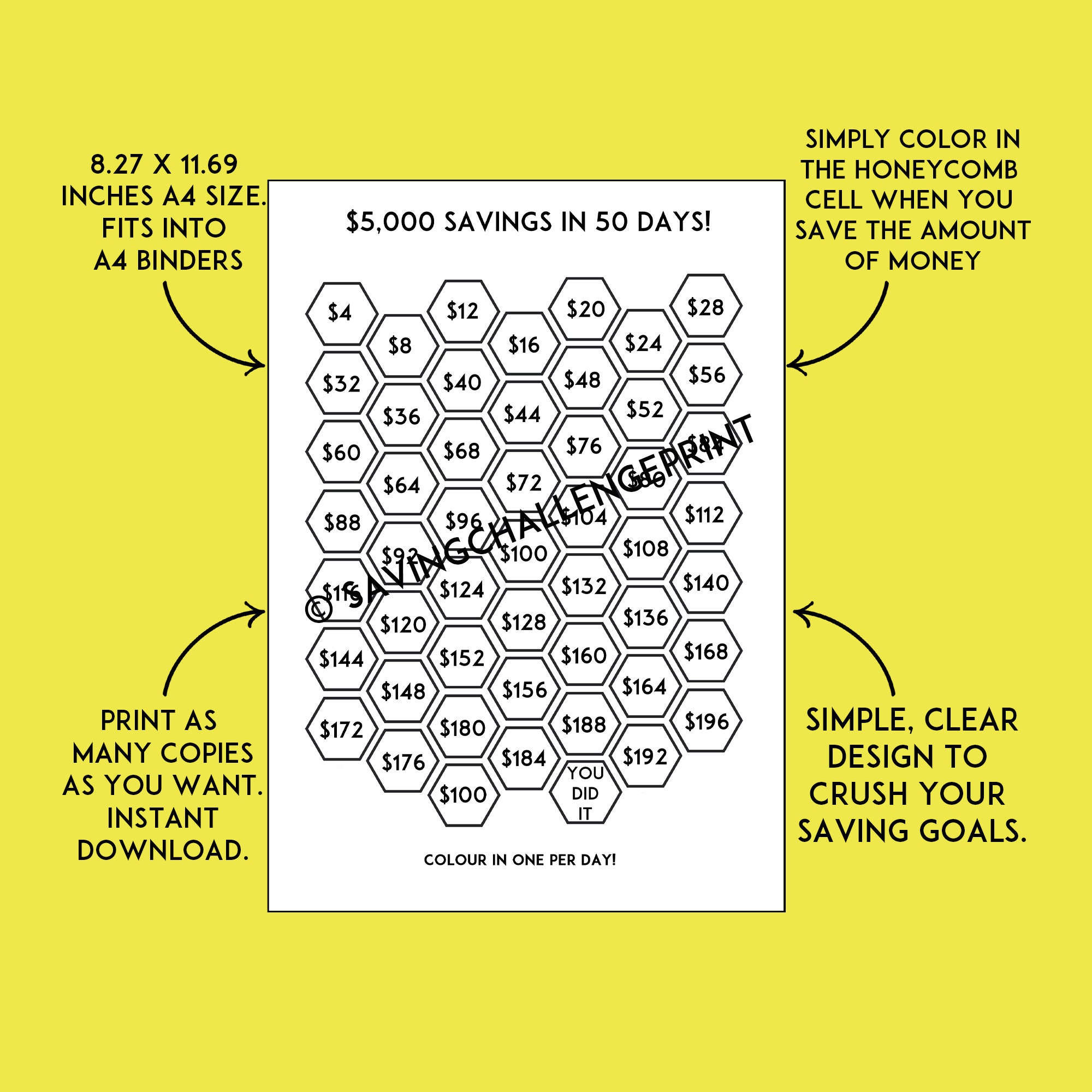 5,000 Savings Challenge | 5 Printable Envelopes | 5,000 Money Saving ...