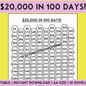 20,000 Savings Challenge | 10 Printable Envelopes | 20,000 Money Saving ...