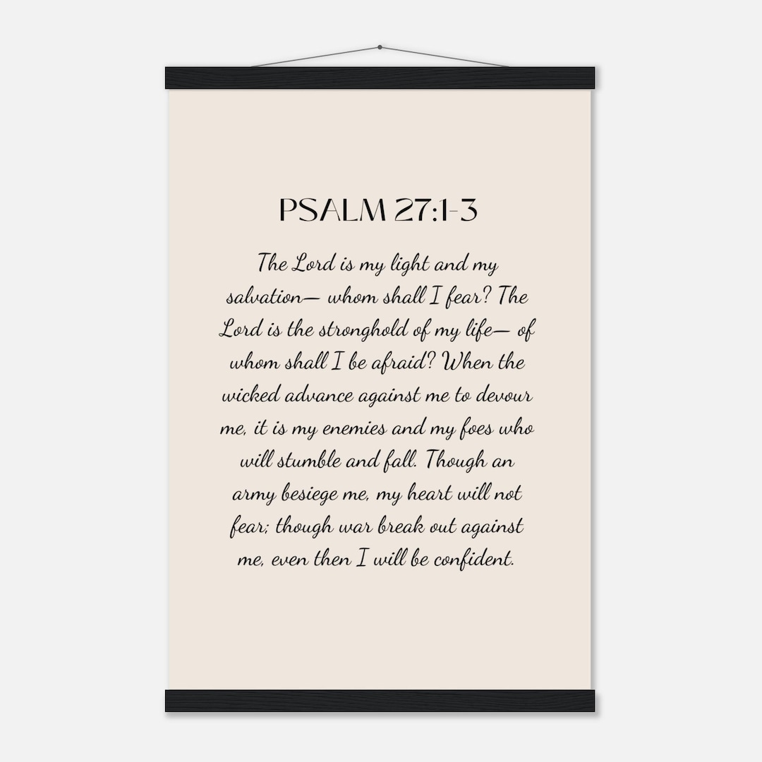 Christian Courage Wall Decor | Psalm 27 Scripture Art | Jesus Christ ...
