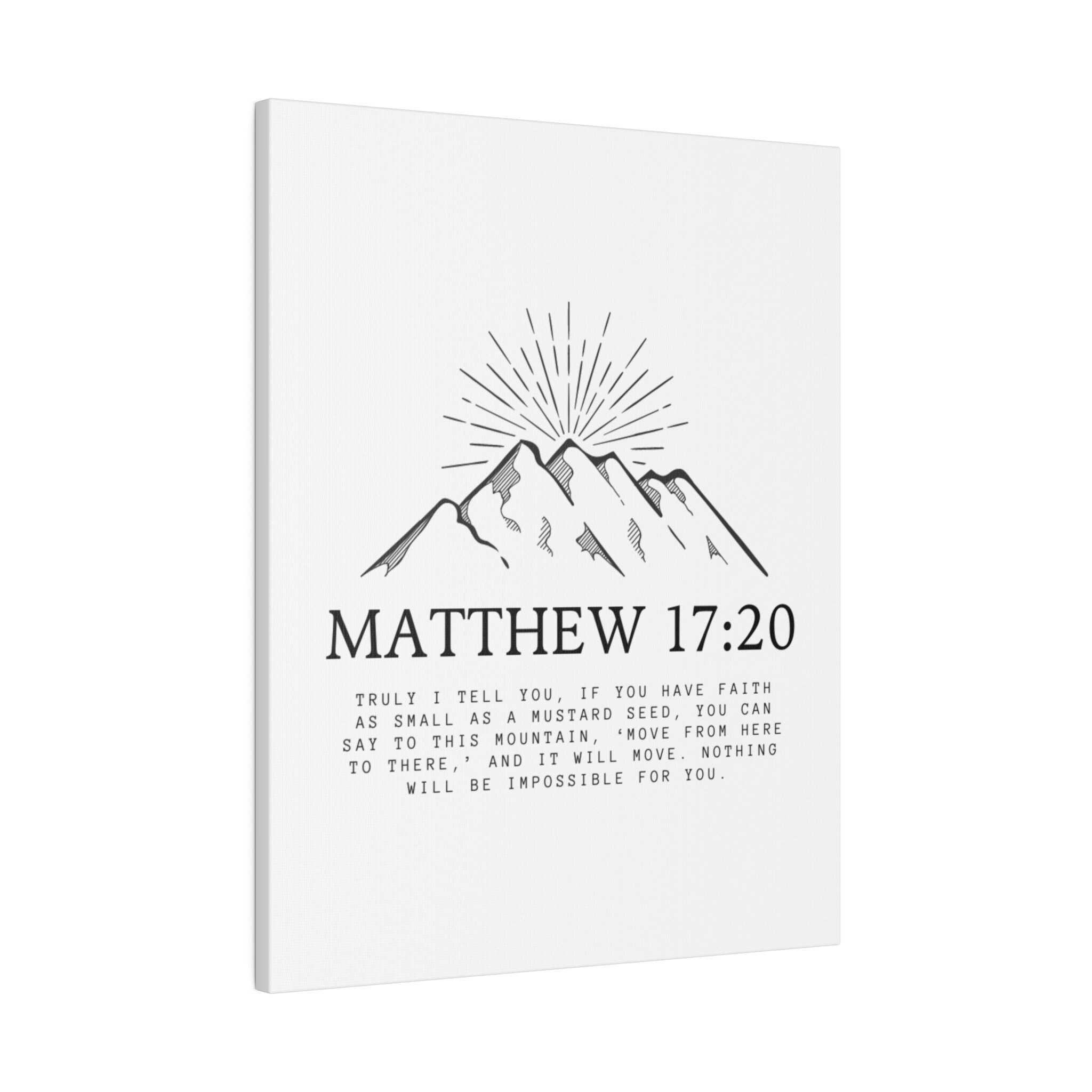 Matthew 17:20 Matte Canvas Christian Wall Art Jesus Christ Decor Bible ...