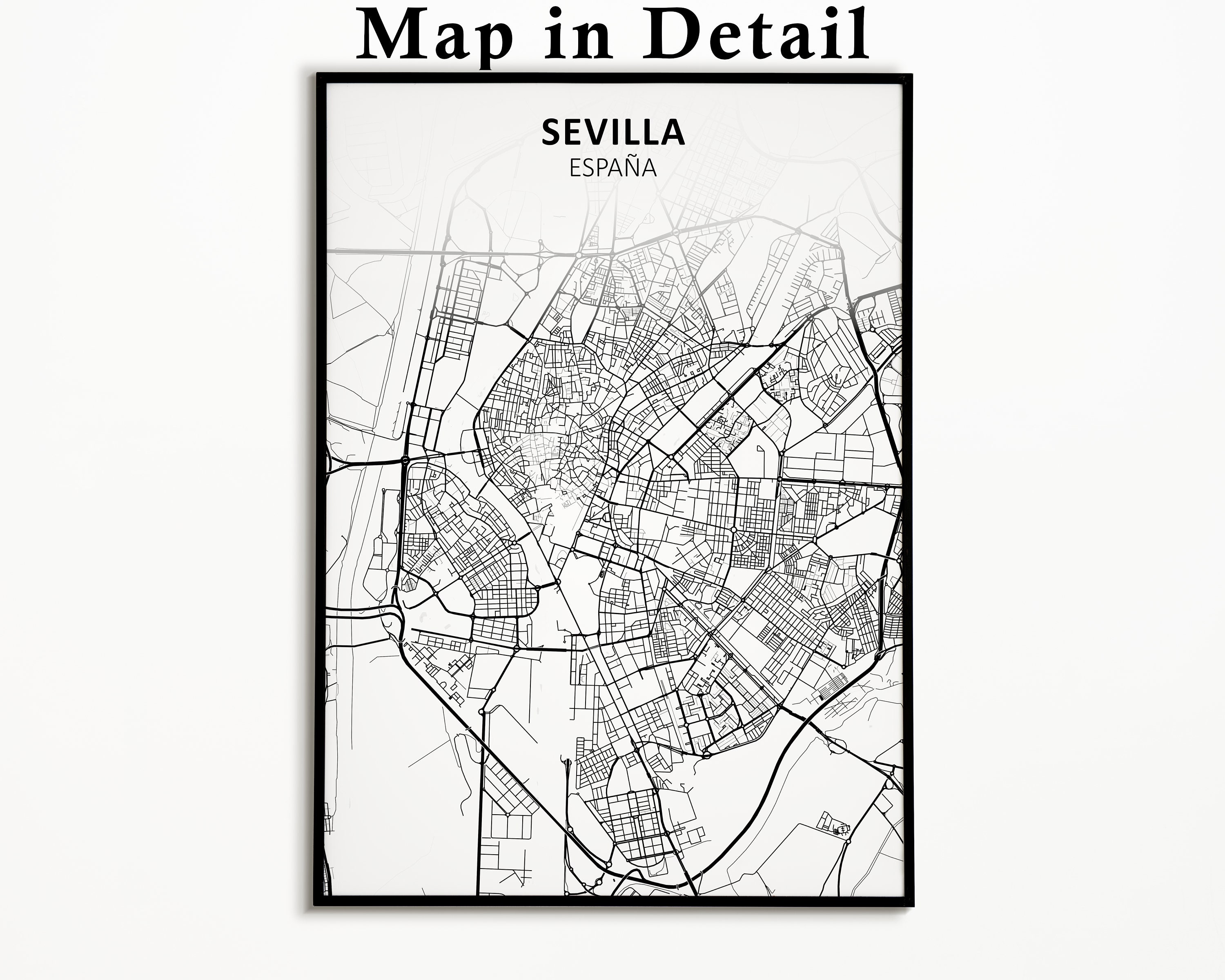 Sevilla Map Poster Sevilla Printable Map Sevilla Coordinate Poster ...