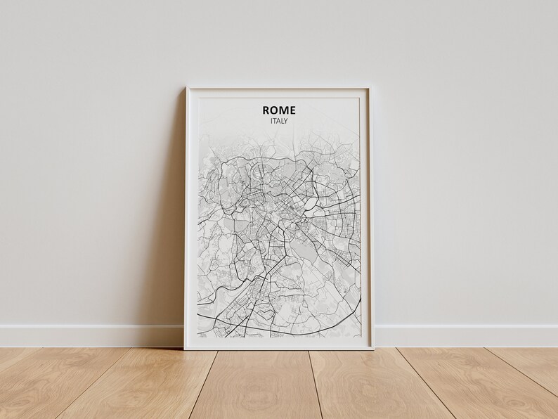 Rome Map Poster Rome Printable Map Rome Coordinate Poster Italy Travel ...