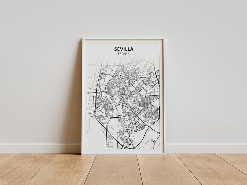 Sevilla Map Poster Sevilla Printable Map Sevilla Coordinate Poster ...