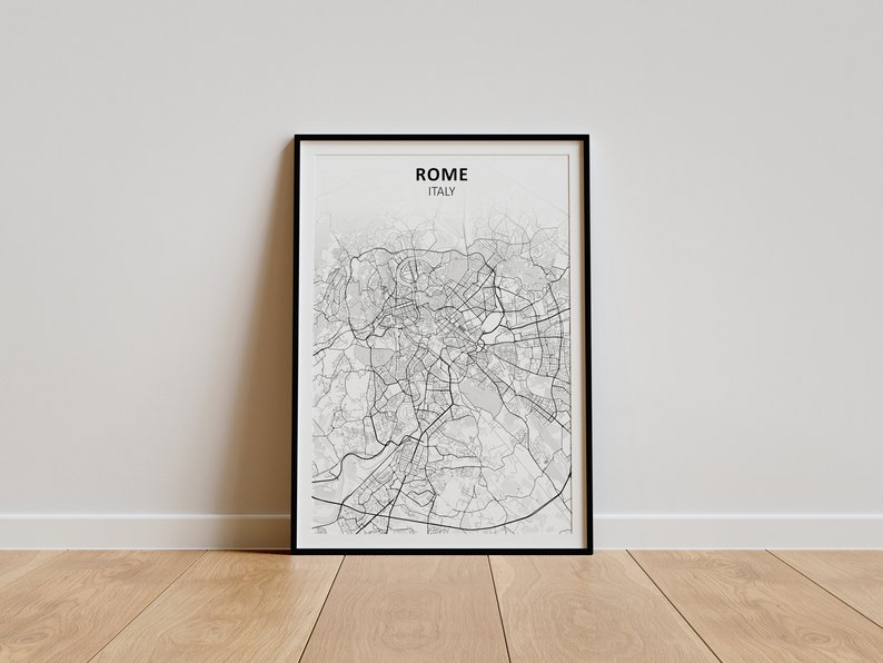 Rome Map Poster Rome Printable Map Rome Coordinate Poster Italy Travel ...
