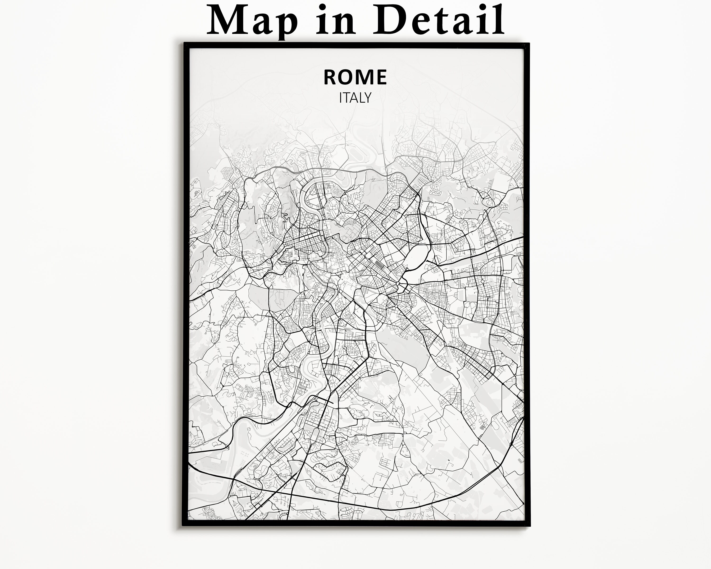Rome Map Poster Rome Printable Map Rome Coordinate Poster Italy Travel ...