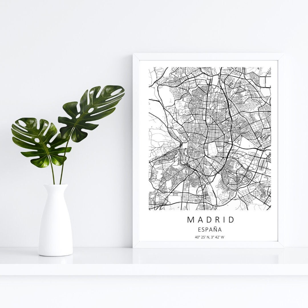 Madrid Map Printable Poster Cityscape Decor Digital Download - Etsy