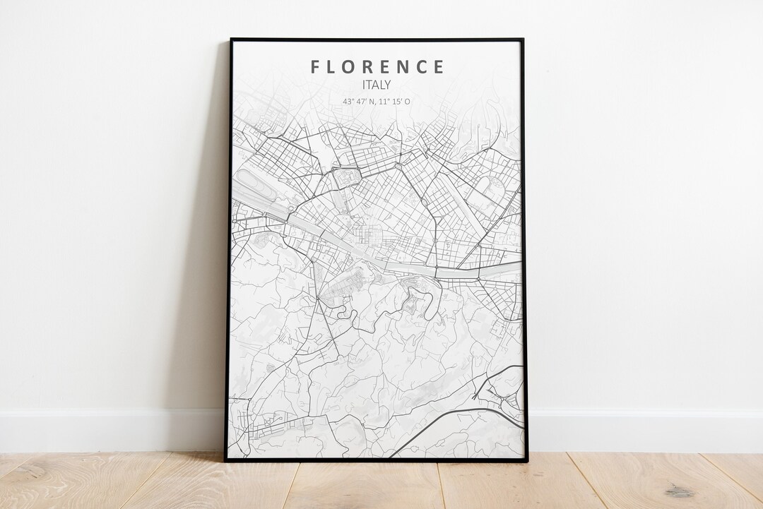 Florence Map Poster Florence Printable Map Florence Coordinate Poster ...