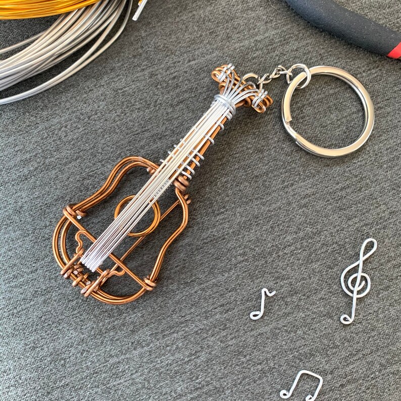 Classical Guitar Wire Art Instrument Keychain - Etsy