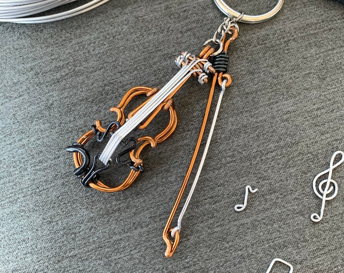 Violin Wire Art Instrument Keychain - Etsy