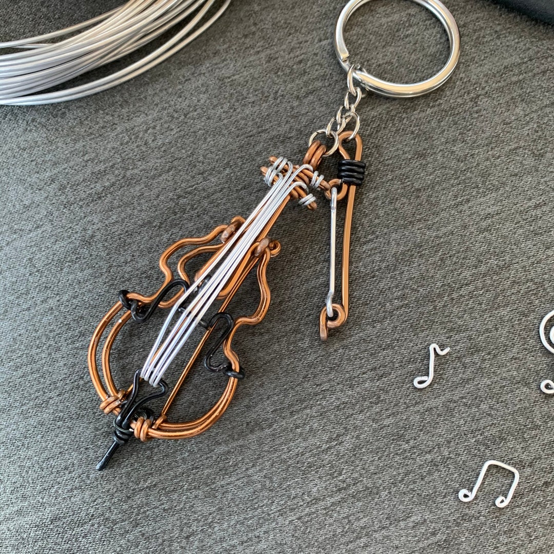 Double Bass Wire Art Instrument Keychain - Etsy