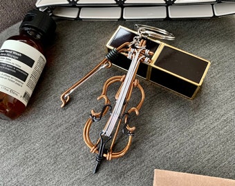 Violin Wire Art Instrument Keychain - Etsy
