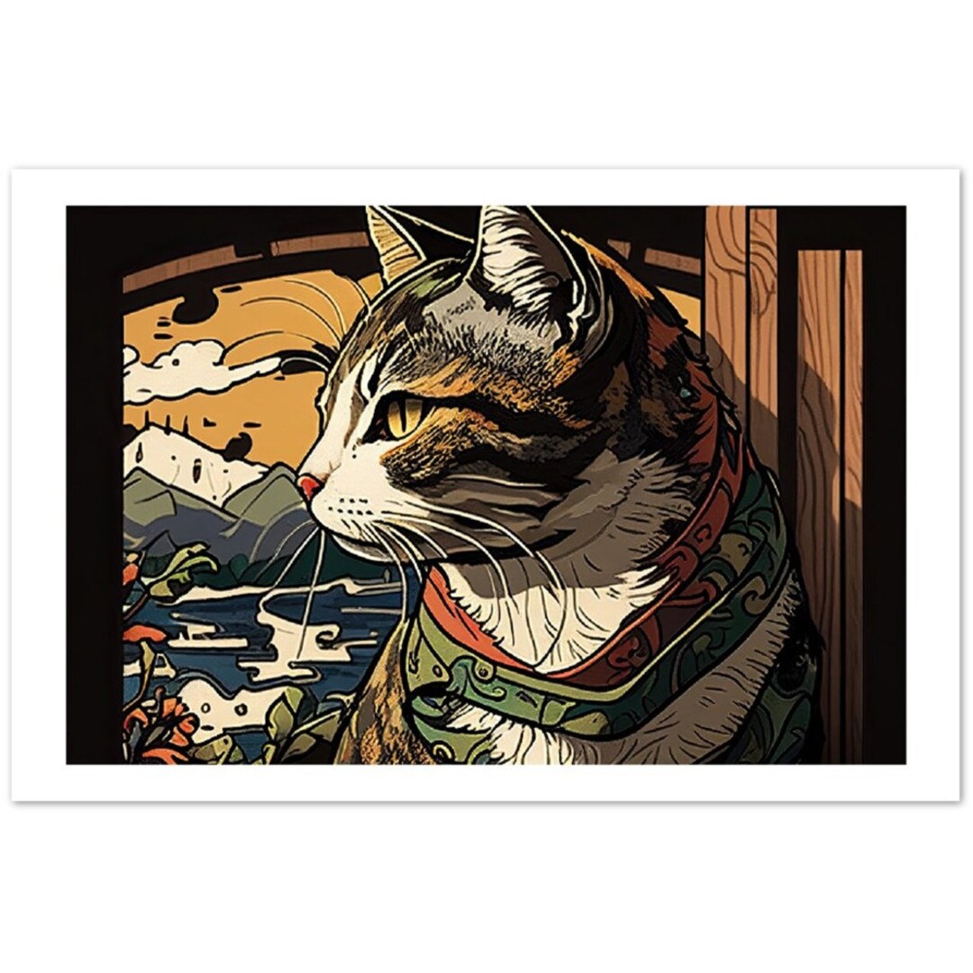 Purr-fect Ukiyo-e Tabby Cat Japanese Art Ukiyo-e Art Poster Cat Lovers ...