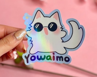 Holographic Gojo Cat Sticker Jujutsu Sorcerer Cute Cat Anime Sticker ...