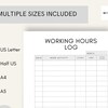 Employee Timesheet Work Activity Log Timer Tracker Work Log Printable ...
