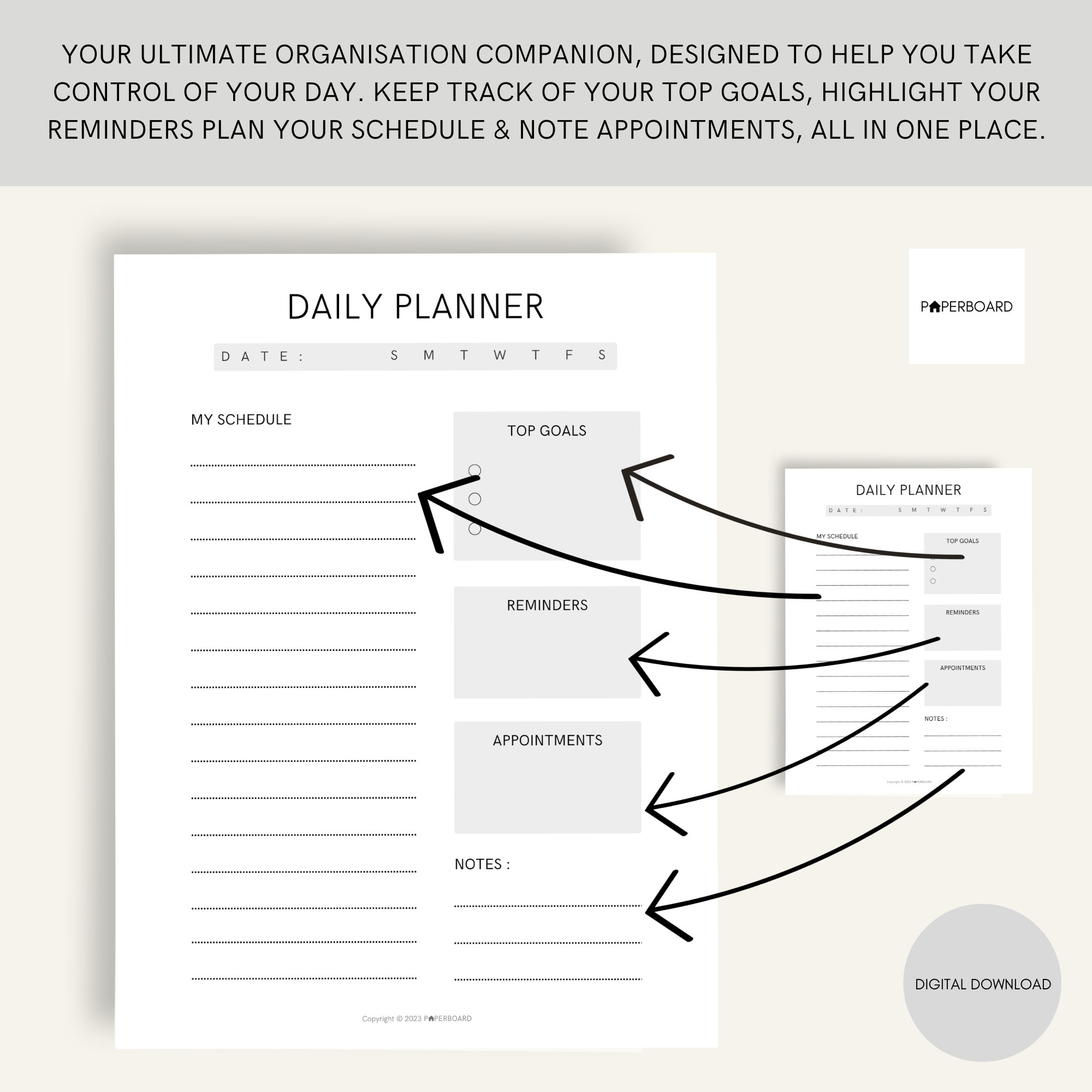 Daily Schedule Planner Printable Planner Sunday and Monday Start ...