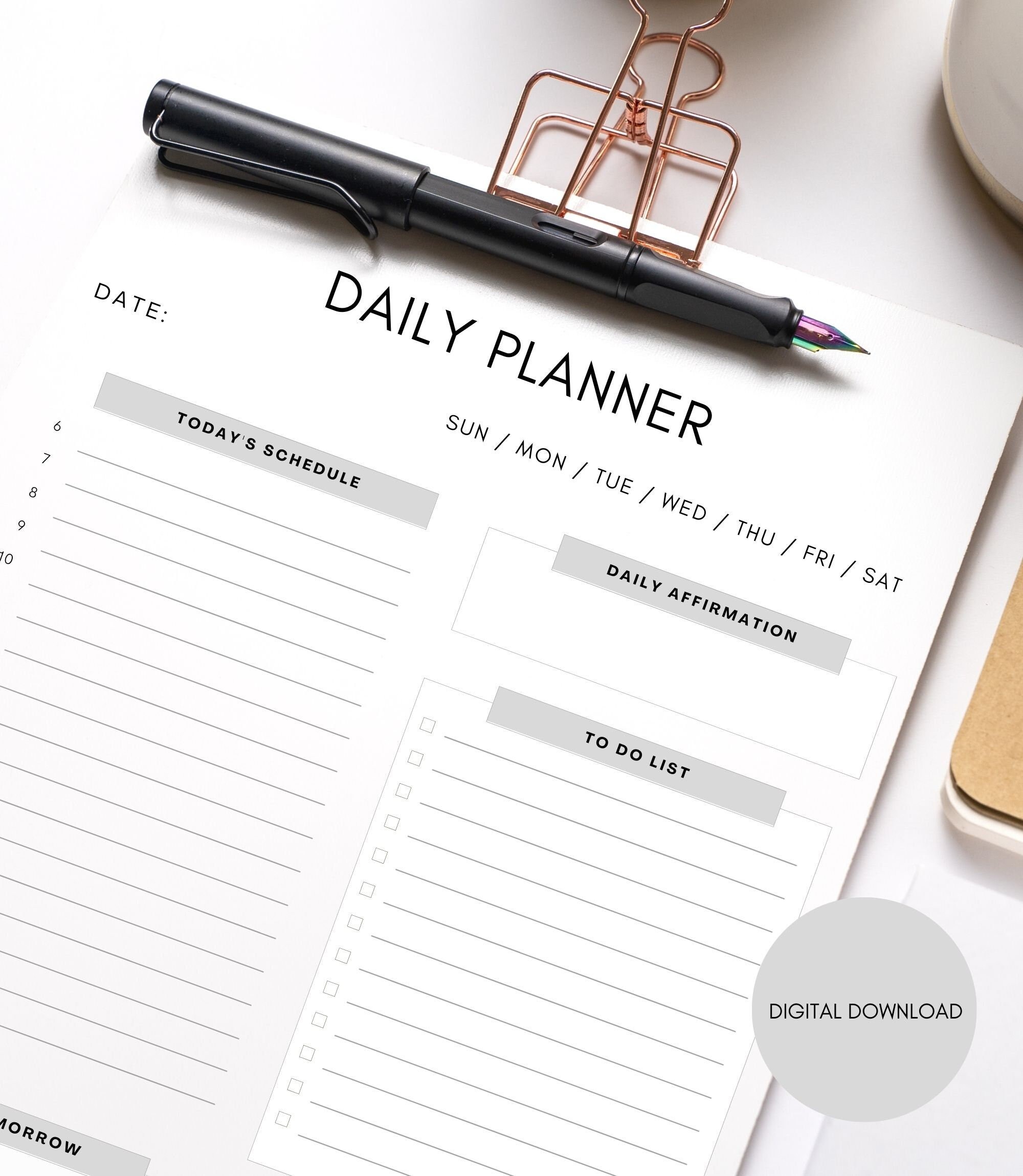 Minimalist Planner Printable Planner Daily Schedule - Etsy