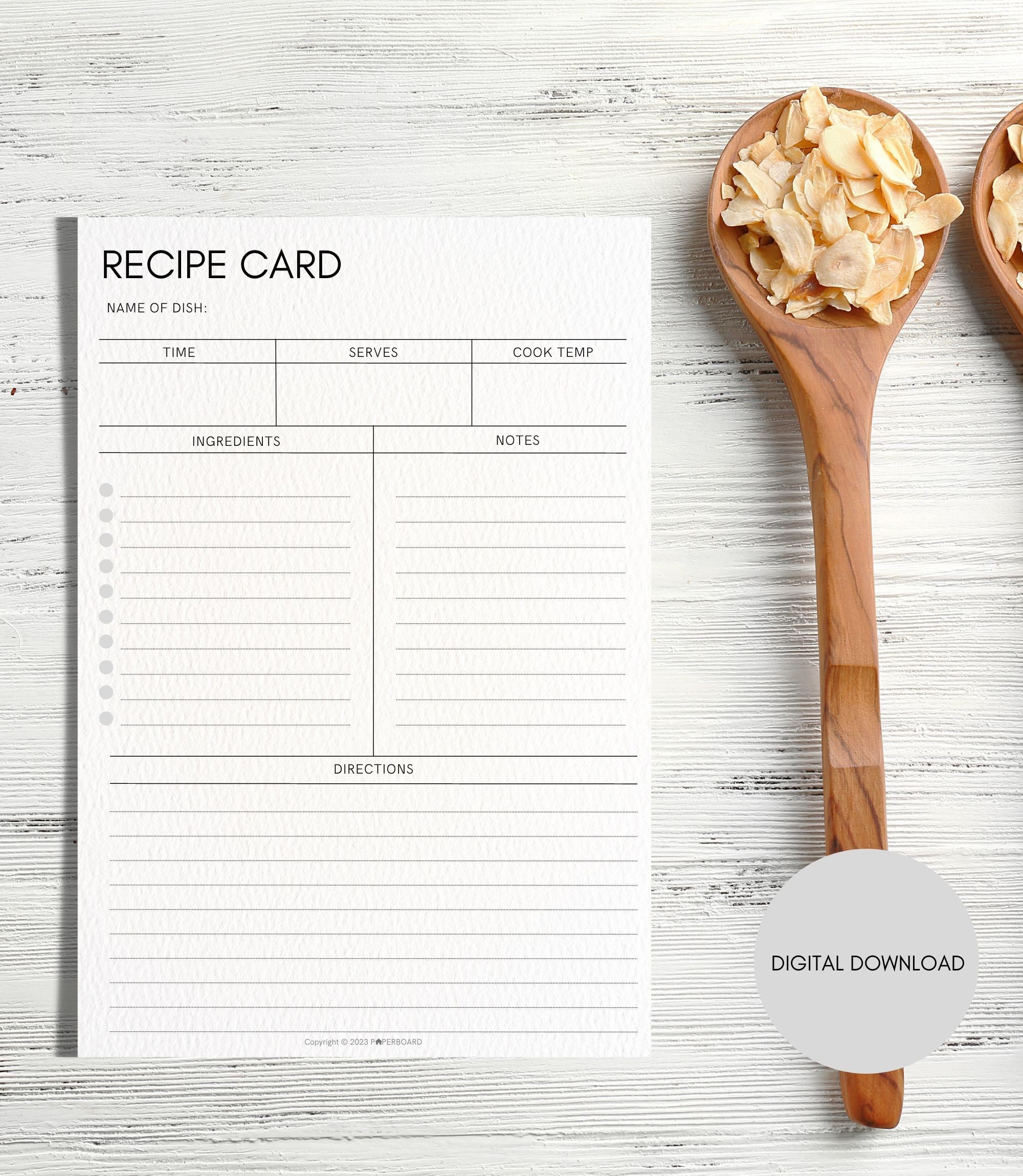 Editable Recipe Card Recipe Card Template Blank Recipe - Etsy