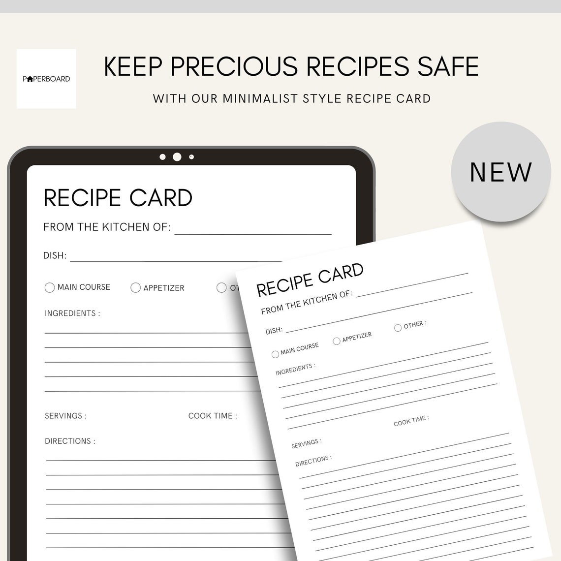 Recipe Card Template Recipe Card Printable Blank Recipe - Etsy