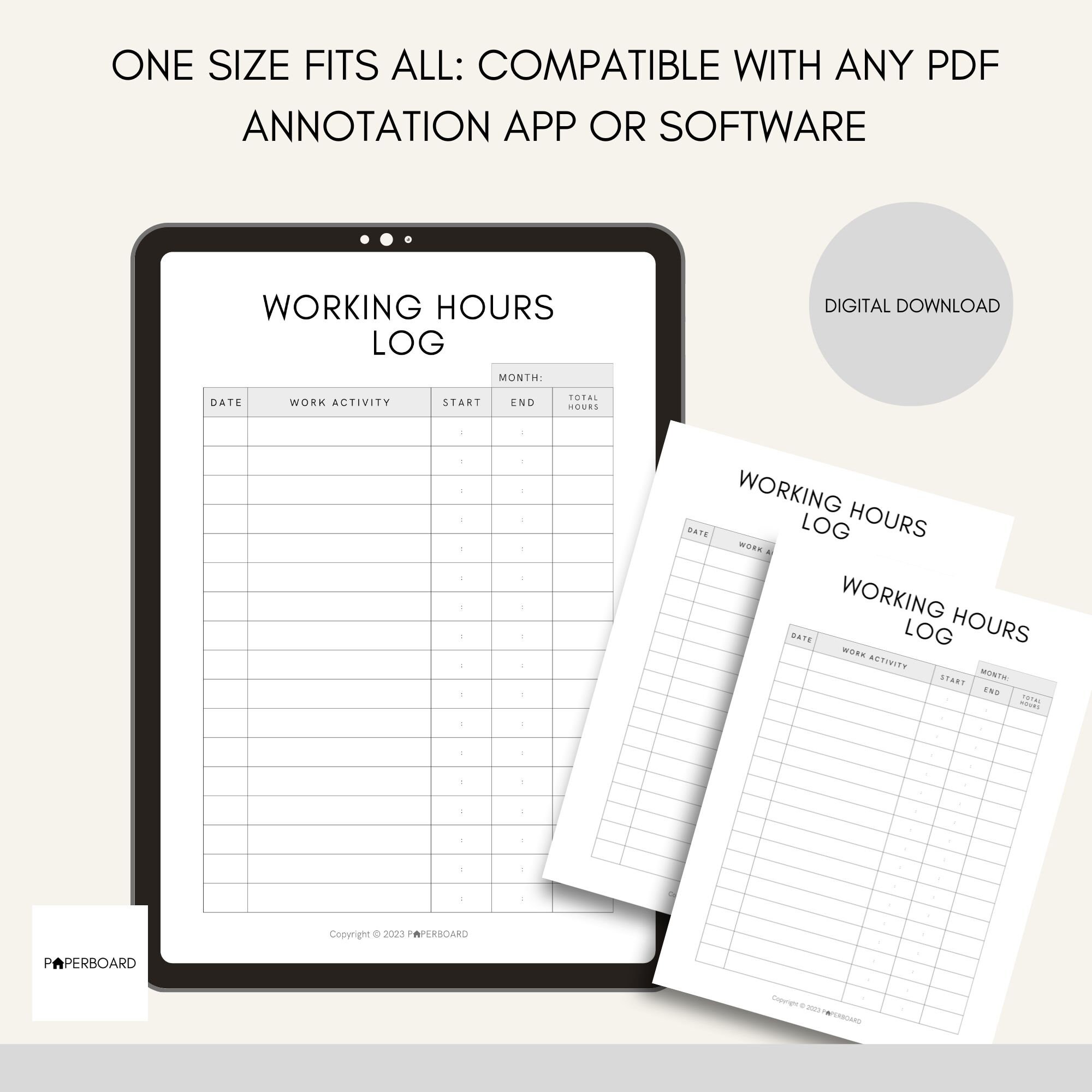 Daily Working Hours Log Timer Tracker Employee Timesheet Work Activity ...
