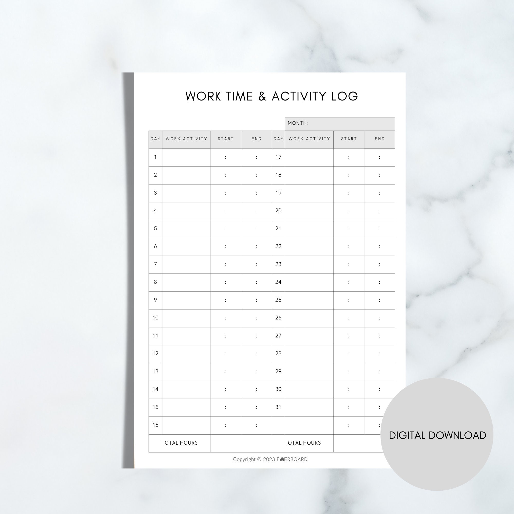 Employee Timesheet | Work Activity Log | Timer Tracker | Work Log ...