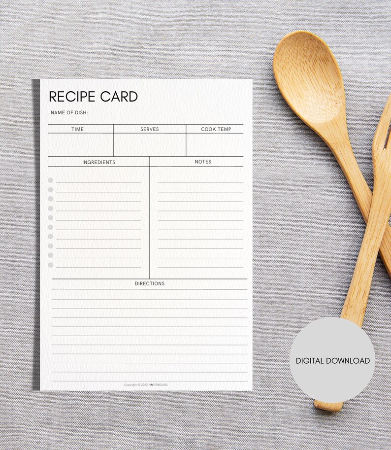 Editable Recipe Card Recipe Card Template Blank Recipe - Etsy