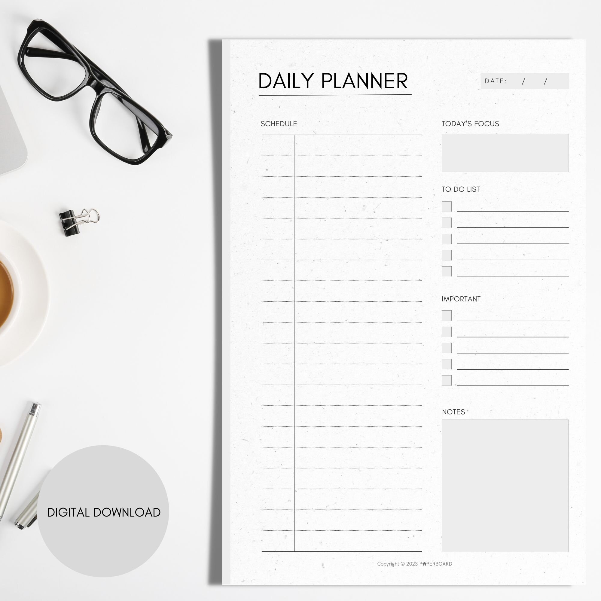 Undated Daily Planner Printable Planner Blank Planner - Etsy