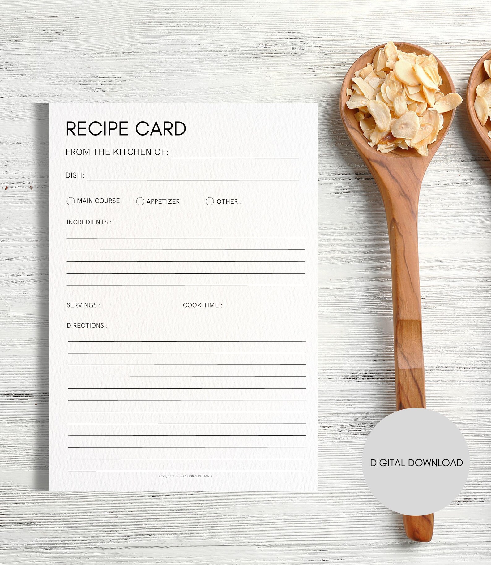 Recipe Card Template | Recipe Card Printable | Blank Recipe Card ...