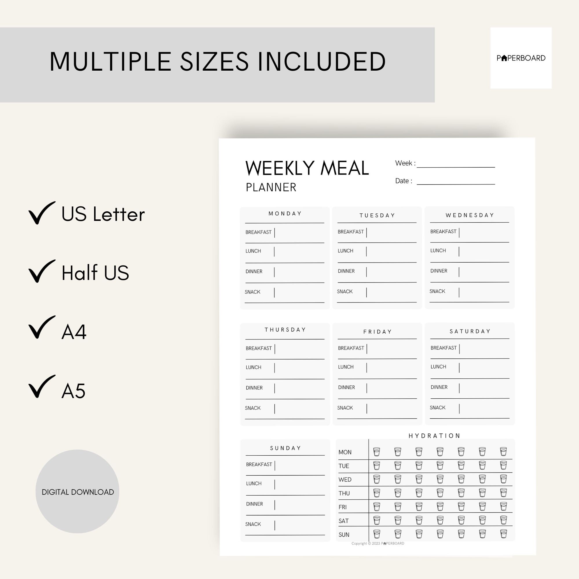 Weekly Meal Planner | Meal Plan Template | Meal Prep Planner | Food ...