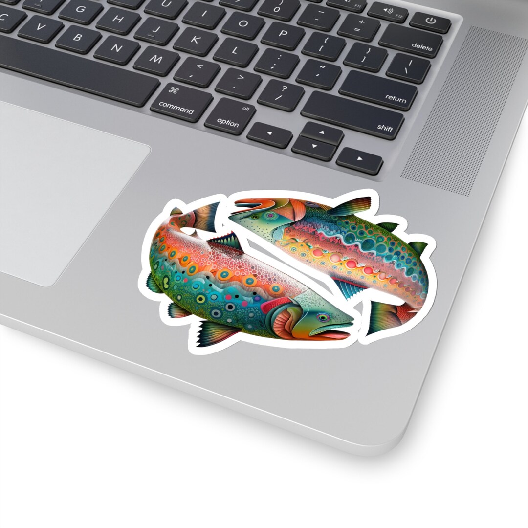 Salmon Love Sticker, Salmon Lover Sticker, Abstract Salmon Sticker ...