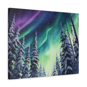 Aurora Borealis Canvas Gallery Wrap, Northern Lights Wall Art, Northern ...