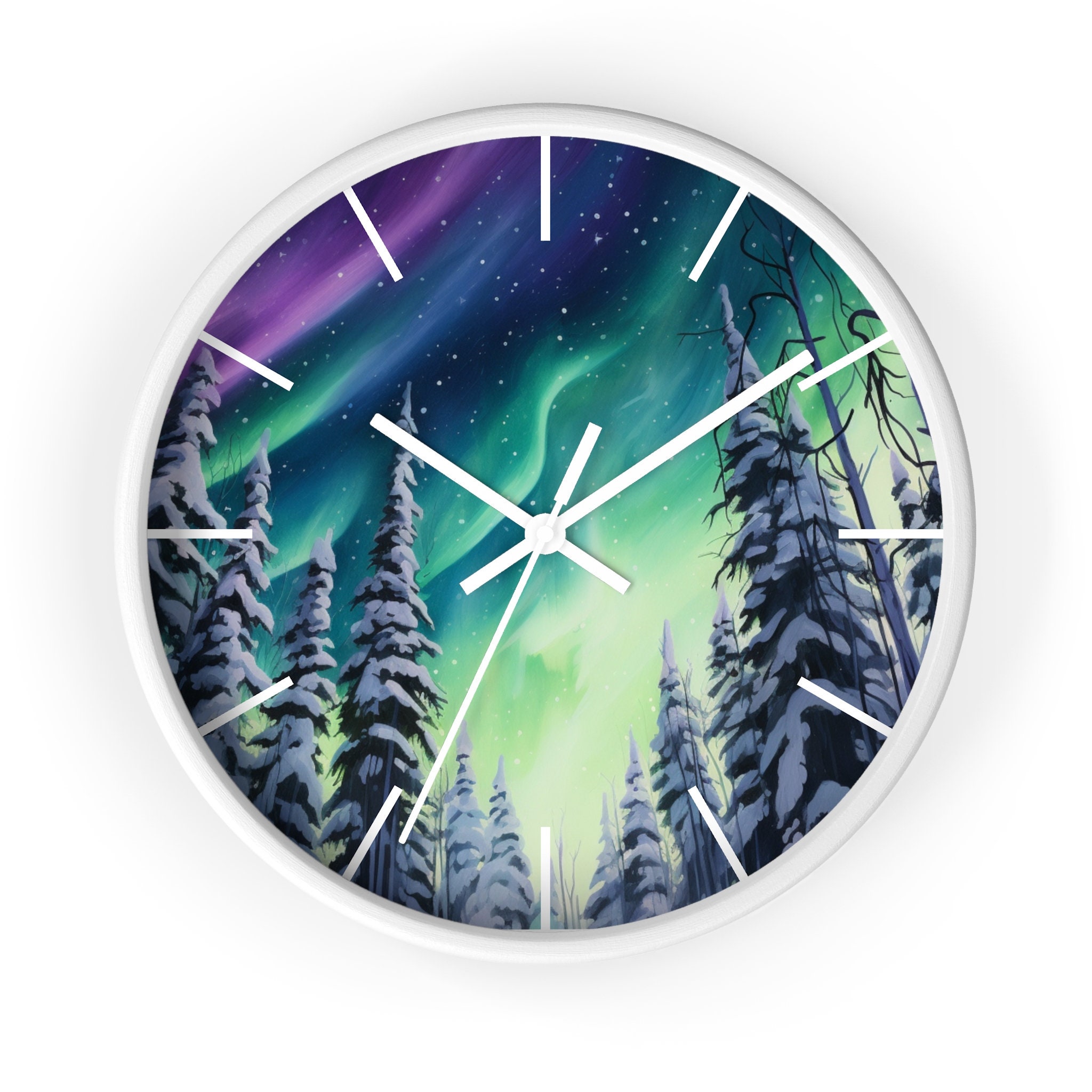 Northern Lights Wall Clock Northern Lights Art Aurora - Etsy
