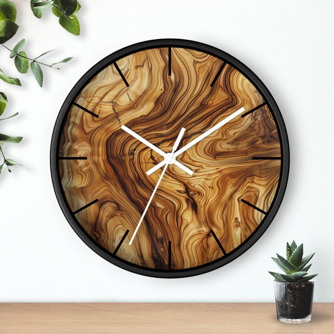 Wood Grain Wall Clock 10" Round Clock, Wood Grain Gift Home Decor Home ...