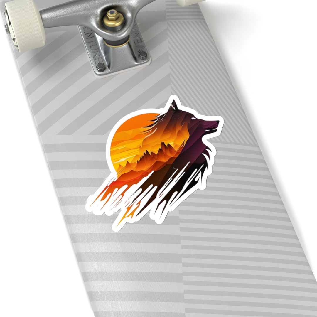 Wolf Logo, Wolf Sunset Sticker, Wolf Lover Sticker, Lone Wolf Sticker ...