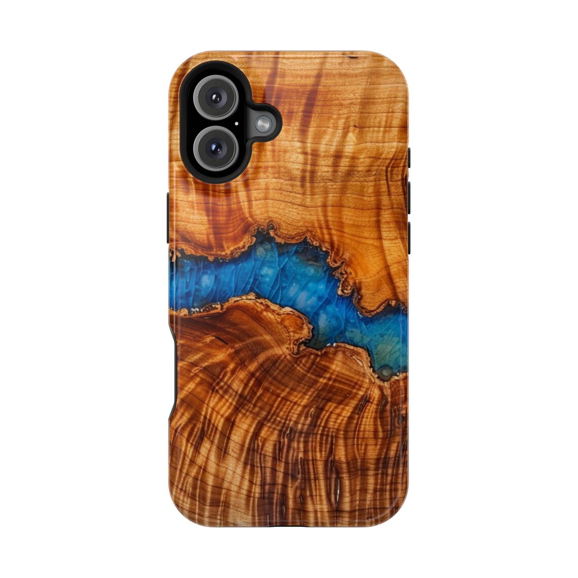 IPhone 16-13 Magnetic Tough Case Koa Epoxy River Wood Grain Magsafe ...