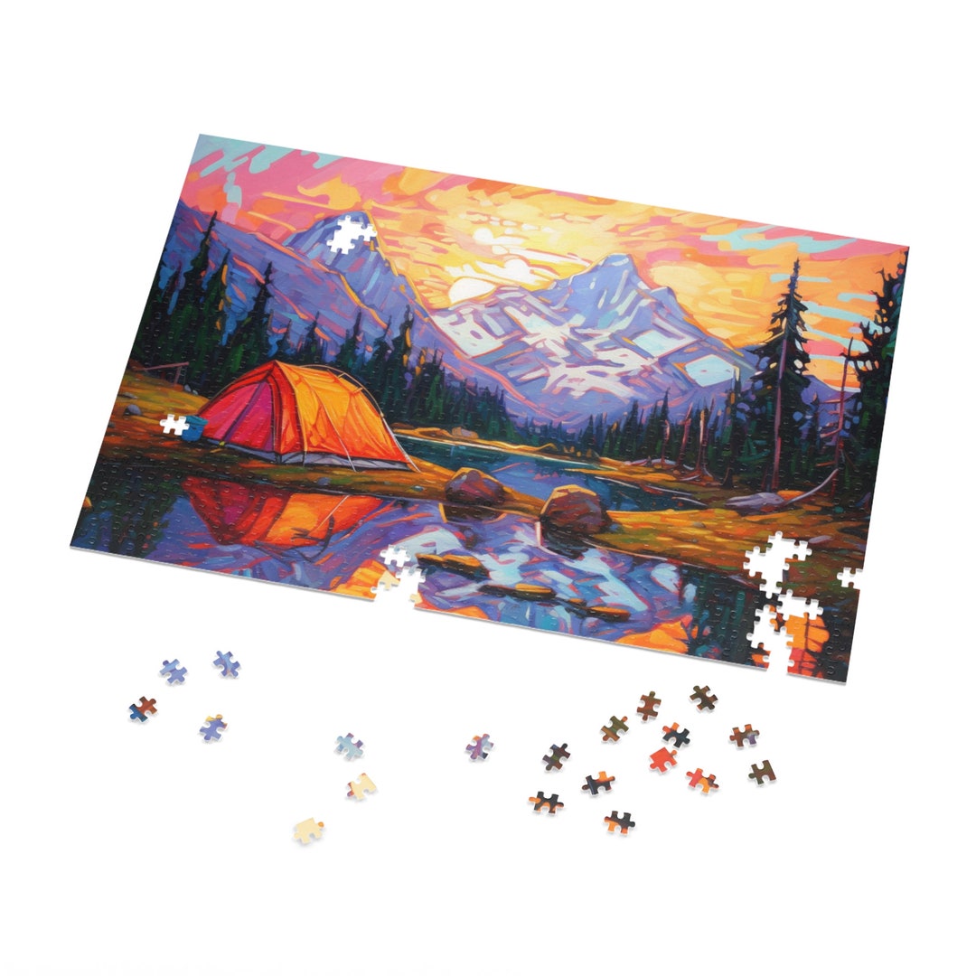 Camping Jigsaw Puzzle (500,1000-piece), Camping Puzzle, Mountain ...