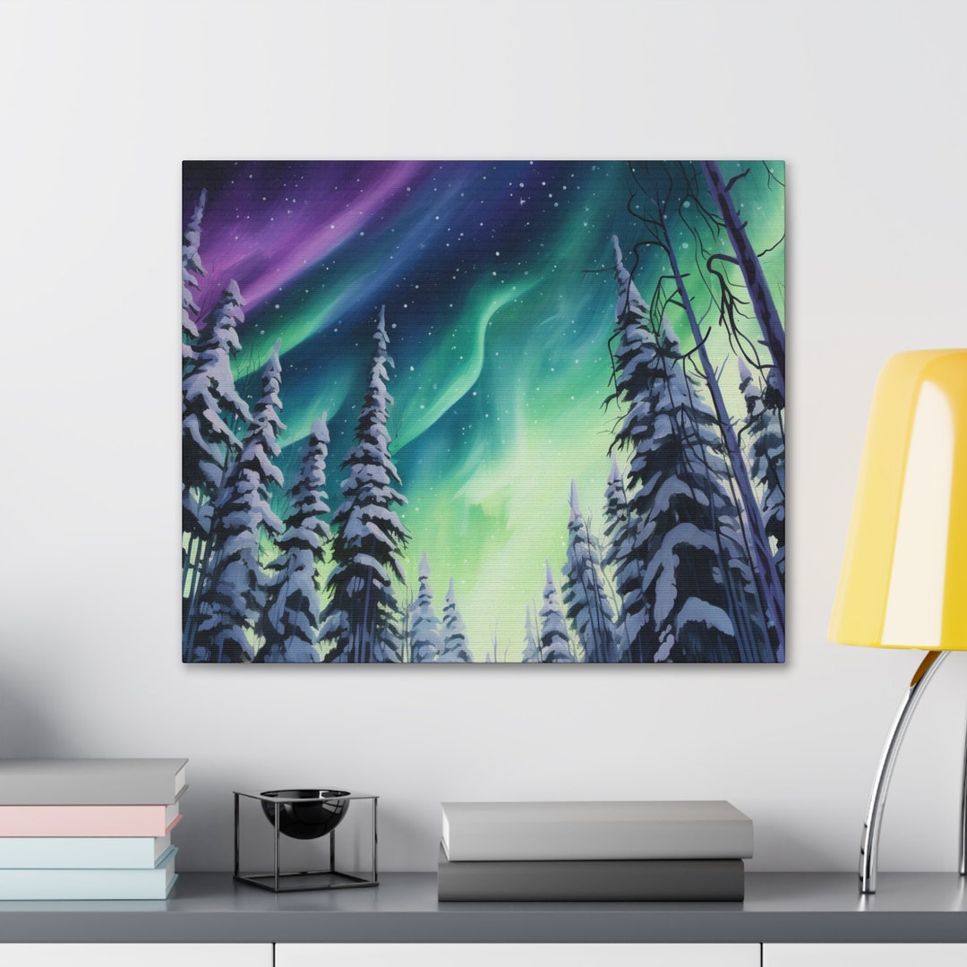 Aurora Borealis Canvas Gallery Wrap, Northern Lights Wall Art, Northern ...