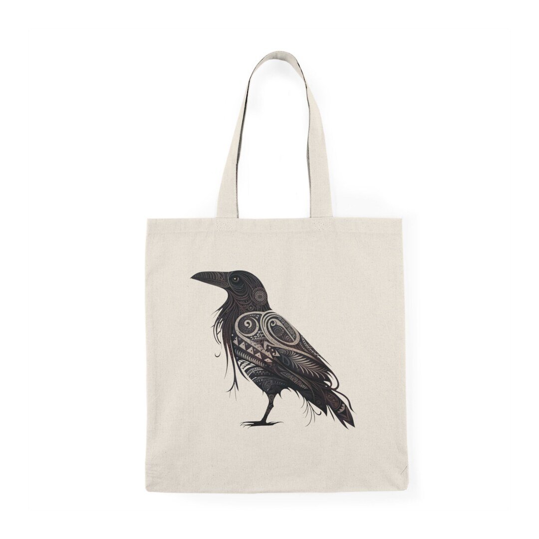 Raven Natural Tote Bag, Dressed up Raven Tote Bag, Raven Lover Gift ...