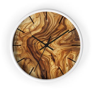 Wood Grain Wall Clock 10" Round Clock, Wood Grain Gift Home Decor Home ...