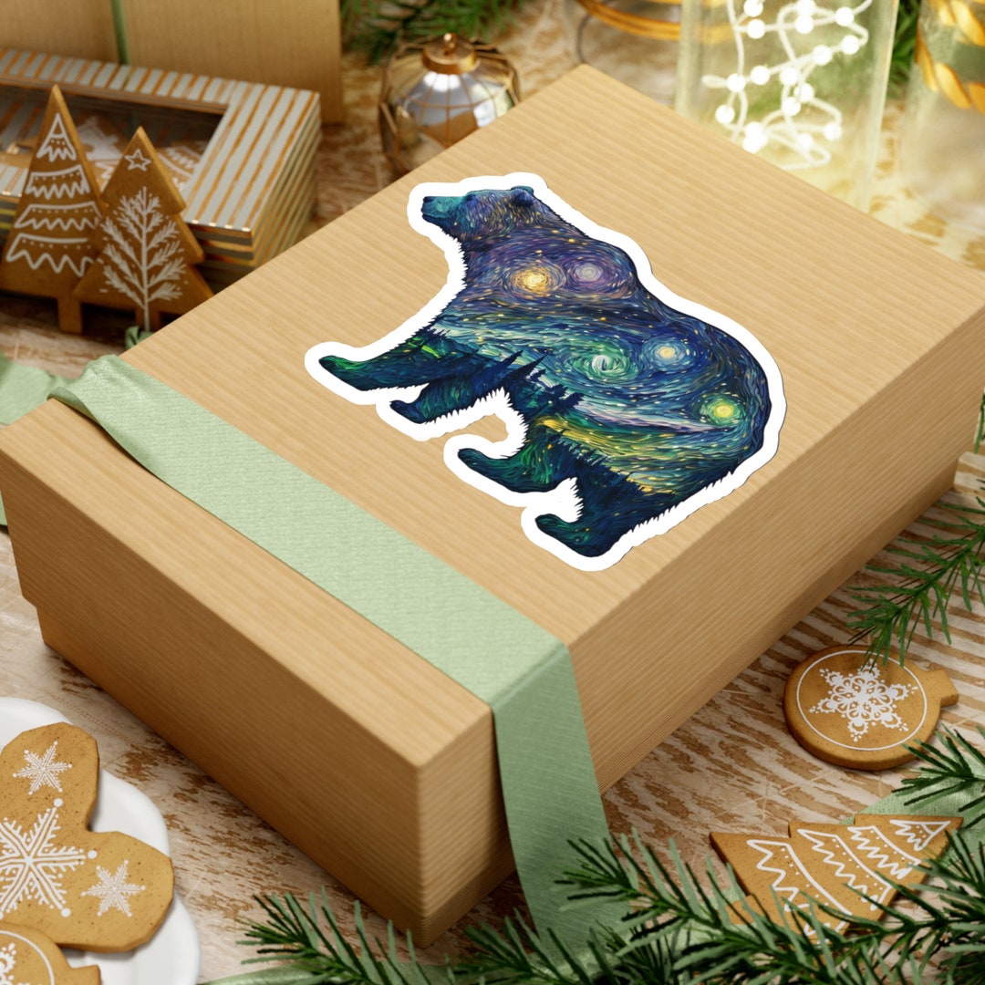 Bear Sticker, Bear Lover Sticker, Aurora Borealis Sticker, Northern ...
