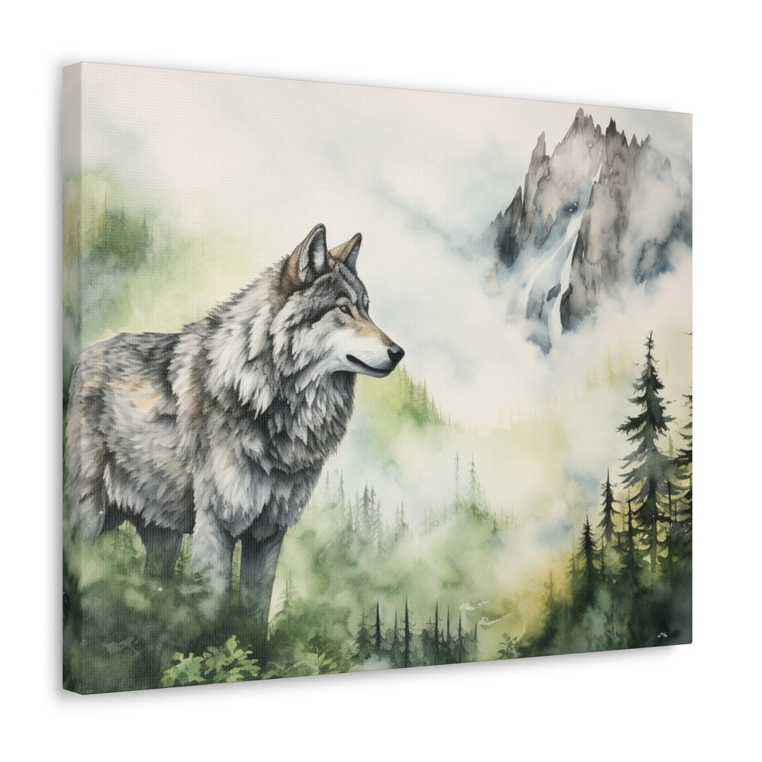 Wolf Painting Canvas Gallery Wrap, Lone Wolf Print, Wolf Wall Art, Wolf ...