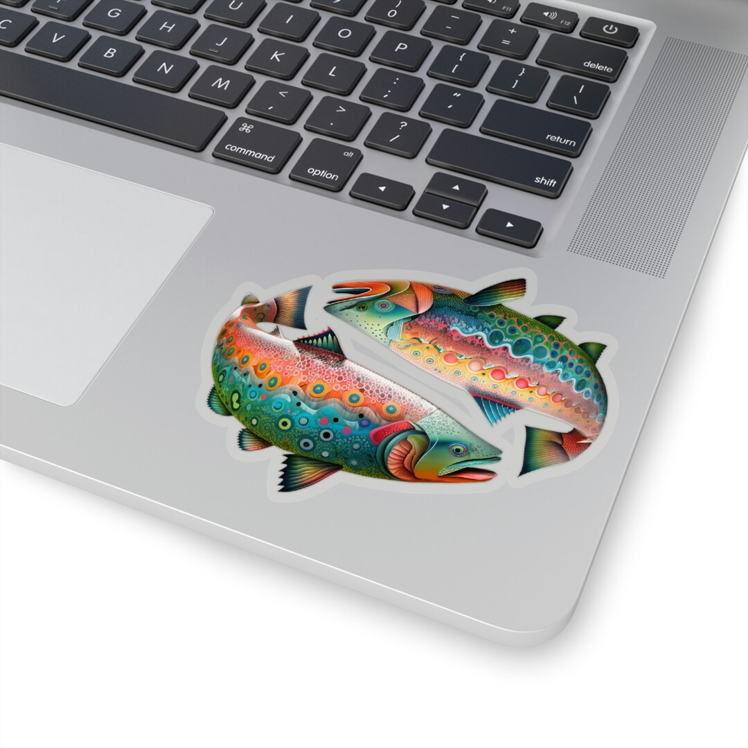 Salmon Love Sticker Salmon Lover Sticker Abstract Salmon Etsy