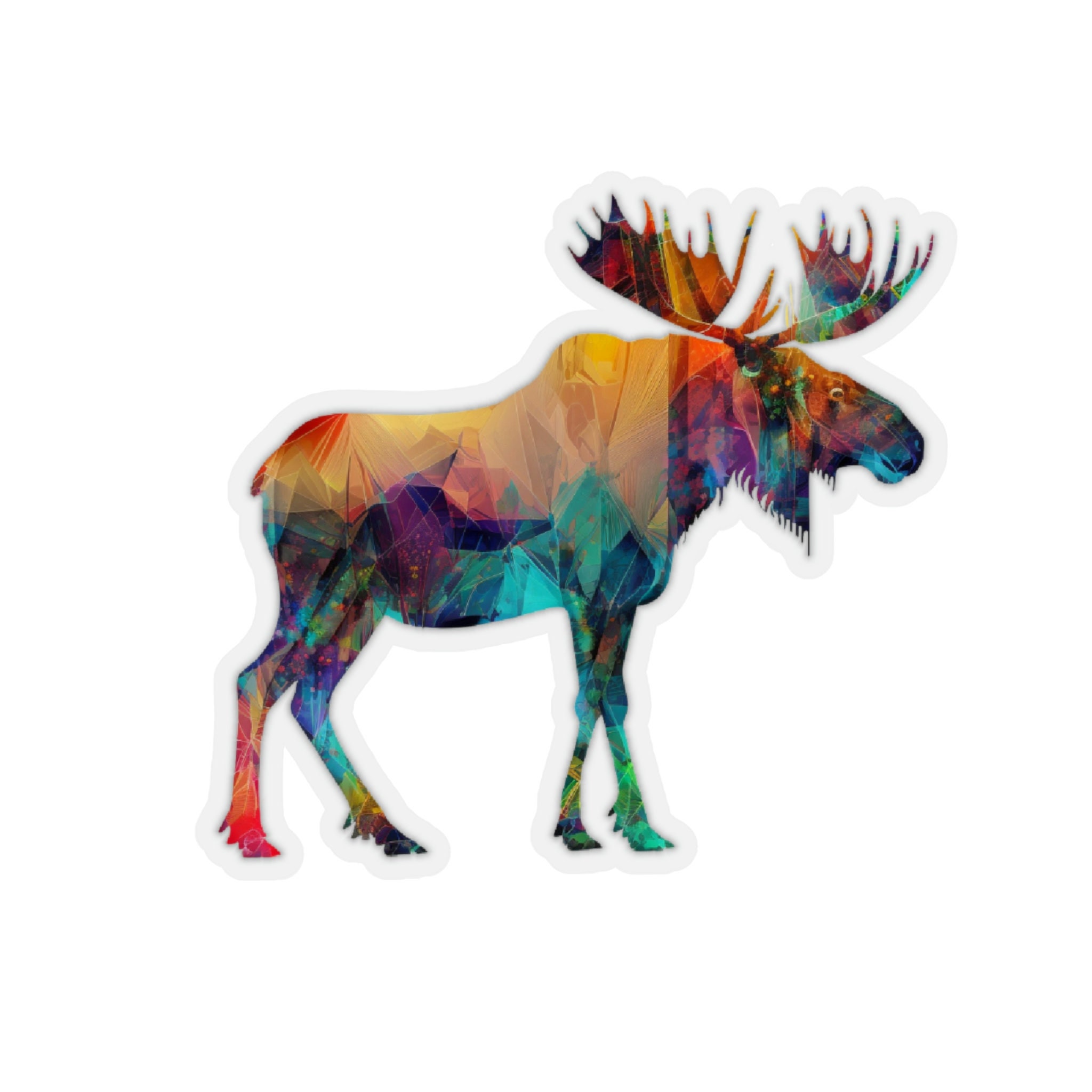 Moose Sticker Colorful Moose Sticker Kiss-cut Stickers - Etsy