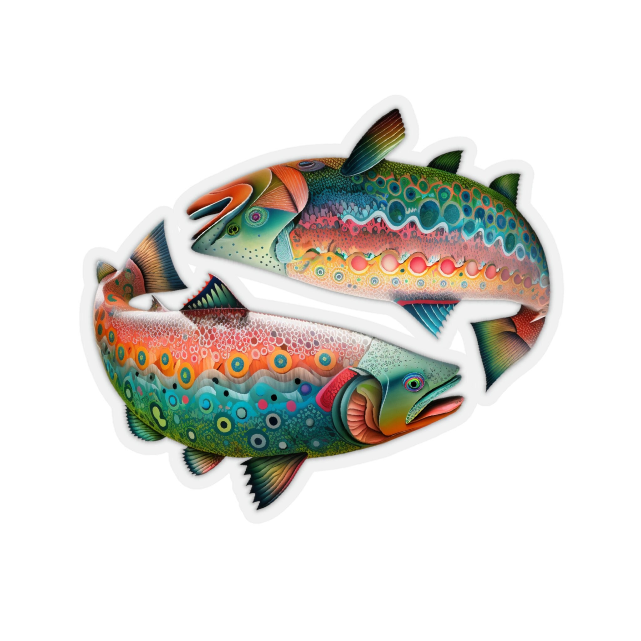 Salmon Love Sticker Salmon Lover Sticker Abstract Salmon - Etsy