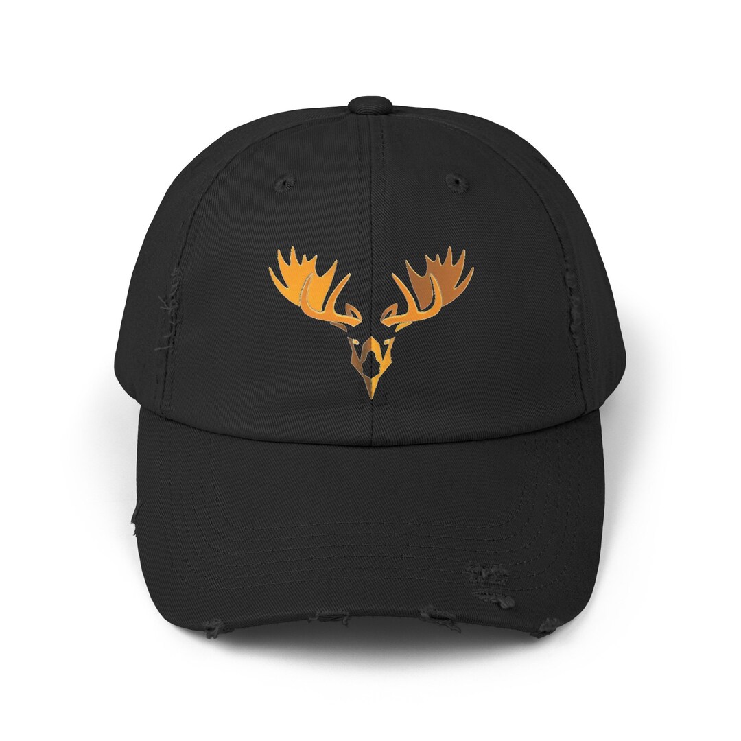 Unisex Moose Distressed Cap Antler Logo on Hat Moose Lover Hat Cotton ...