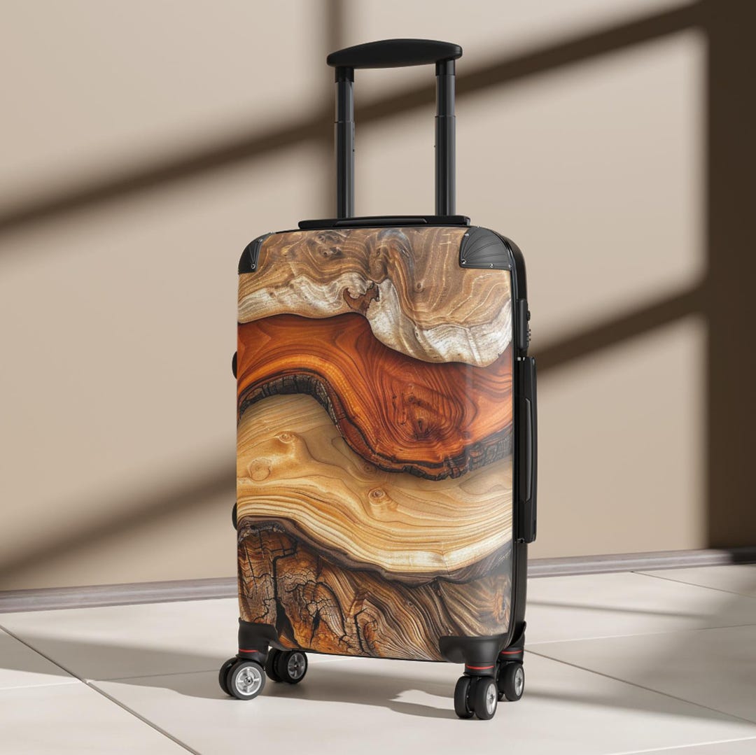 Exotic Live Edge Wood Grain Printed Hard Cover Travel Carry on Suitcase ...