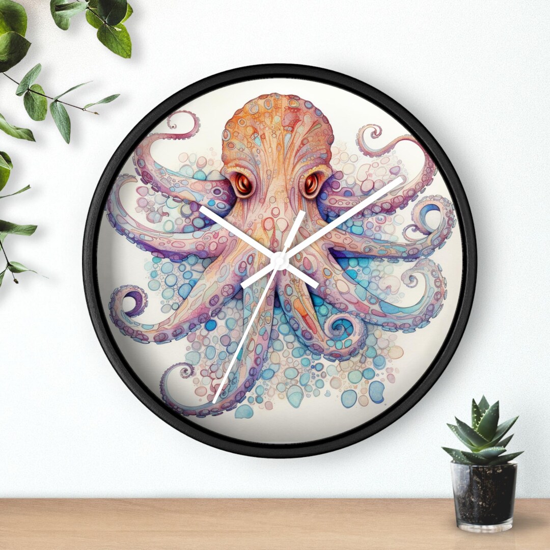 Octopus Wall Clock, Octopus Lover Gift, Sealife Clock, Fun New Wall ...