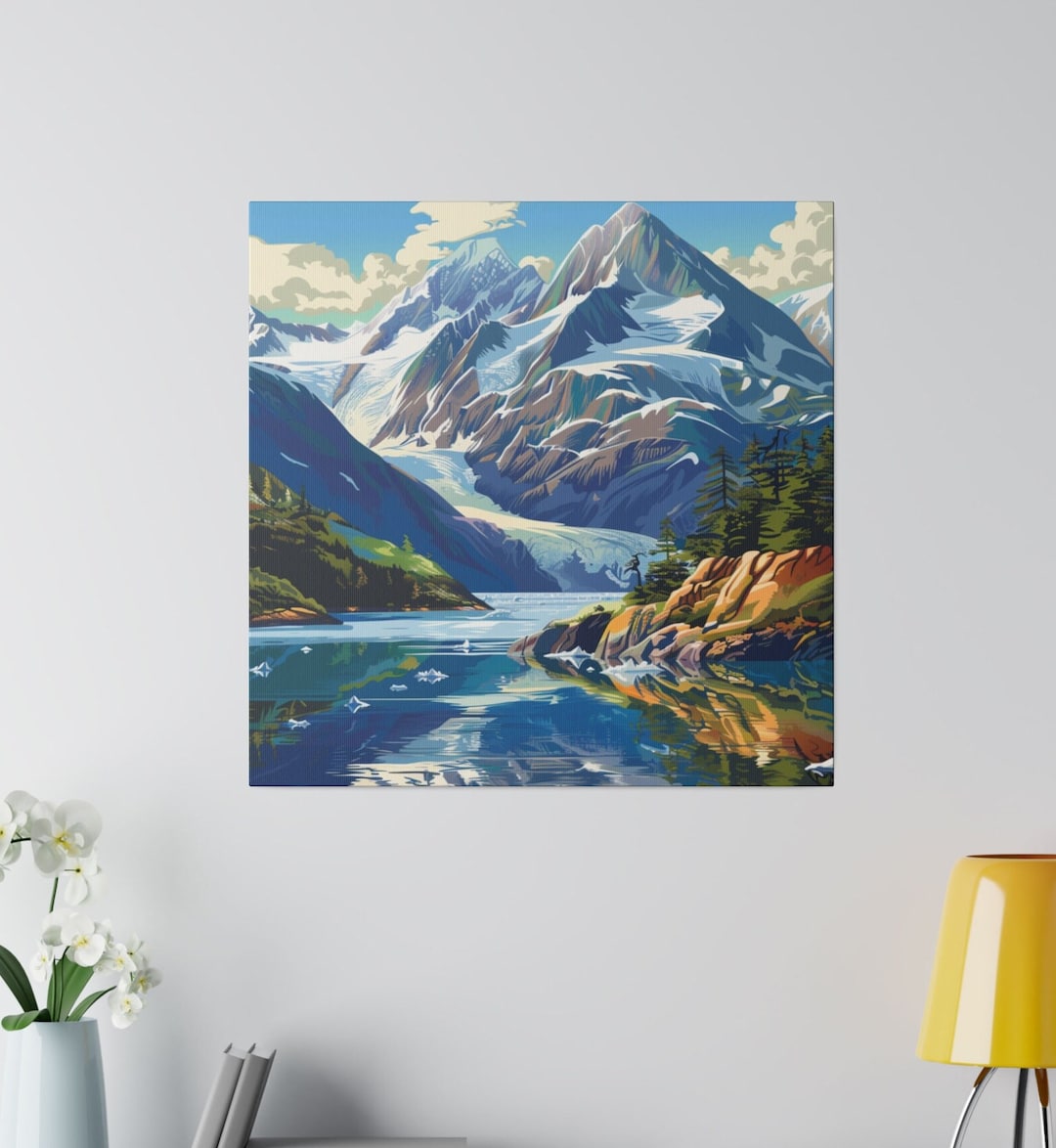 Toile mate des glaciers de l'Alaska, tendue, 0,75 po. Décoration murale ...