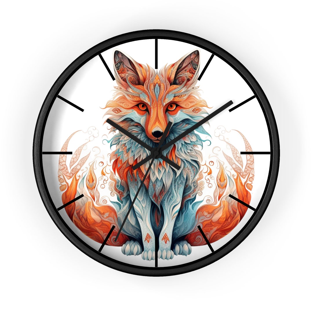 Fox Wall Clock, Red Fox Wall Clock, Fox Lover Wall Clock, Fox Gift, Fox ...