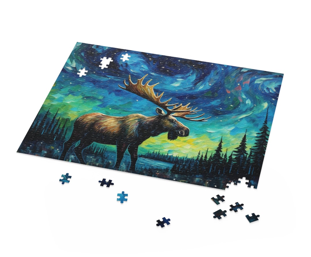 Moose Puzzle (120, 252, 500-piece), Moose Lover Puzzle, Northern Lights ...