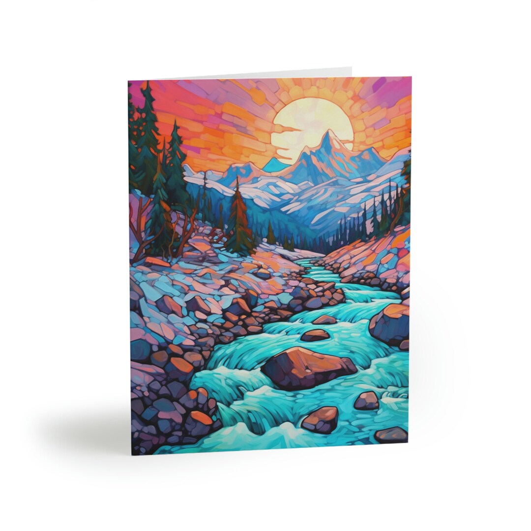 Mountain Sunset Greeting Cards (8, 16, and 24 Pcs), Alaska Greeting ...